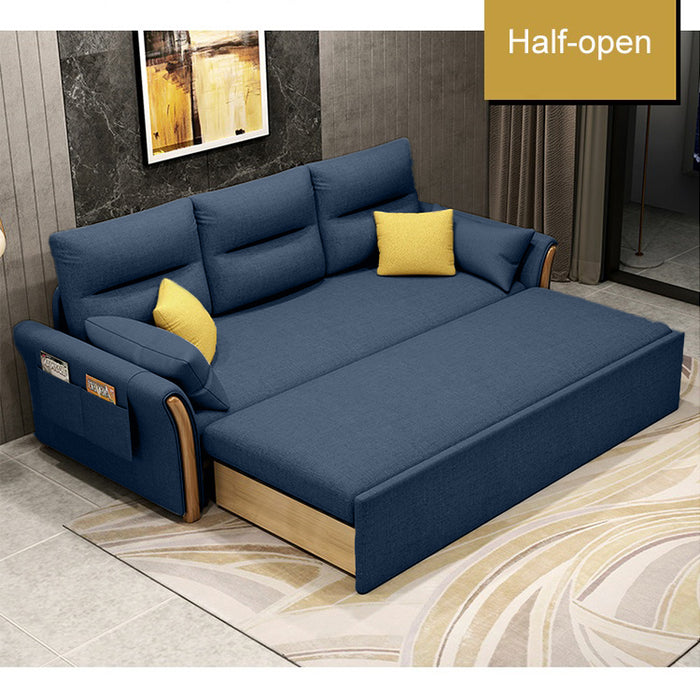 Unicorn Furniture Convertible Sofabed in Breathable Cotton Fabric Pull Out Sofa Bed with Storage Click Clack 3 Seater SofaBed Blue
